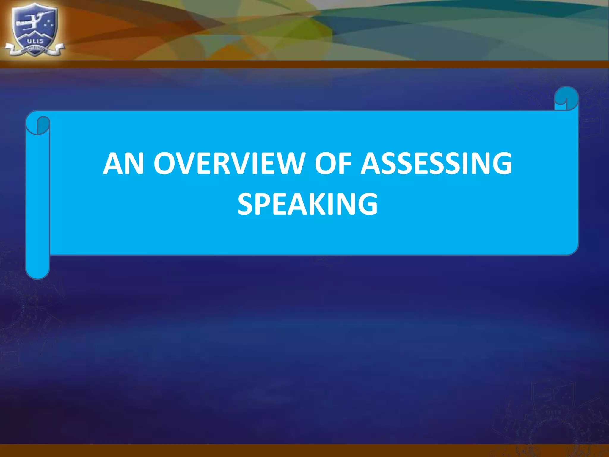 Assessing speaking | PPTX