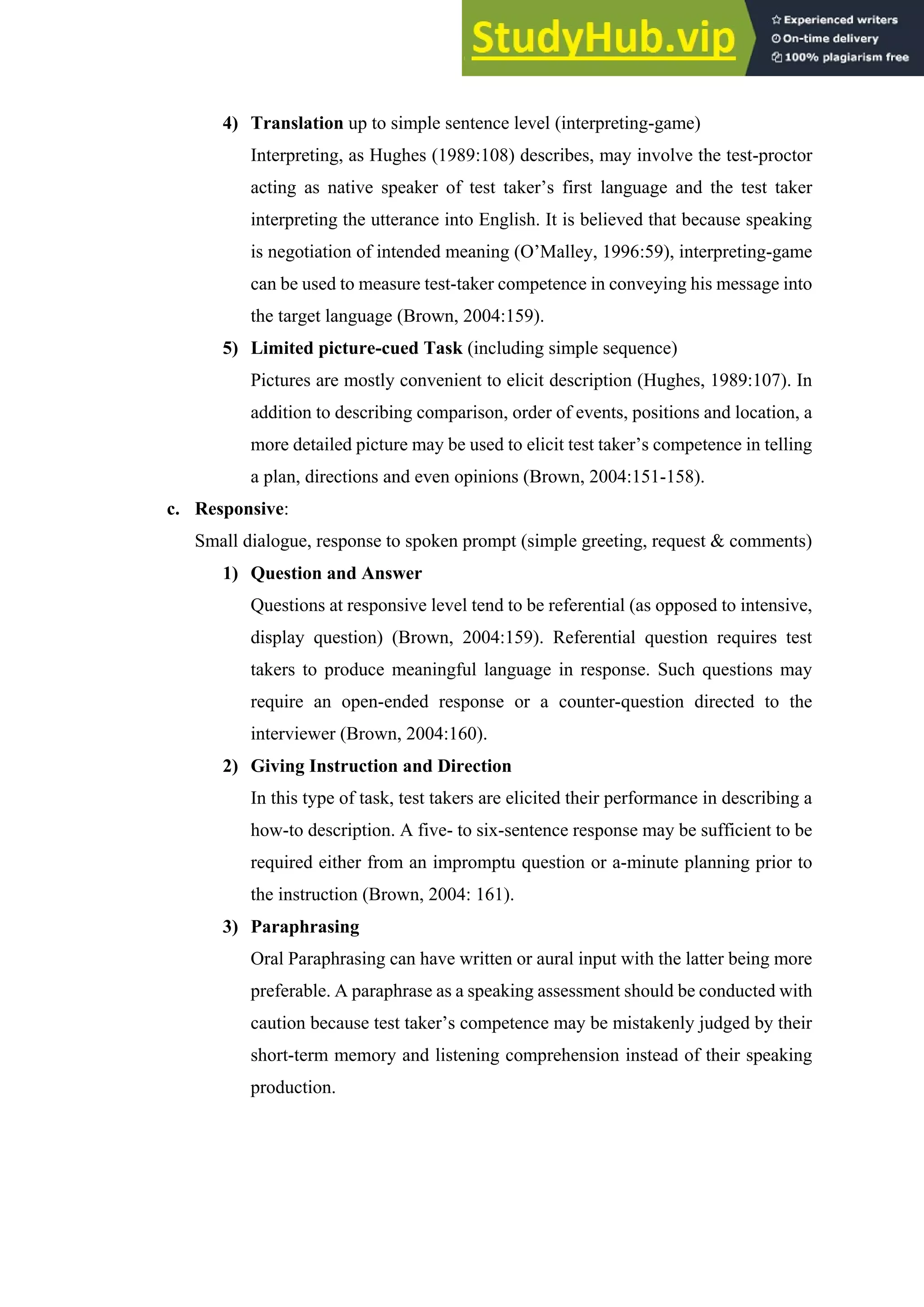 Assessing Speaking Skill A Summary | PDF