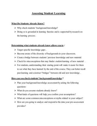 Assessing student learning | DOCX