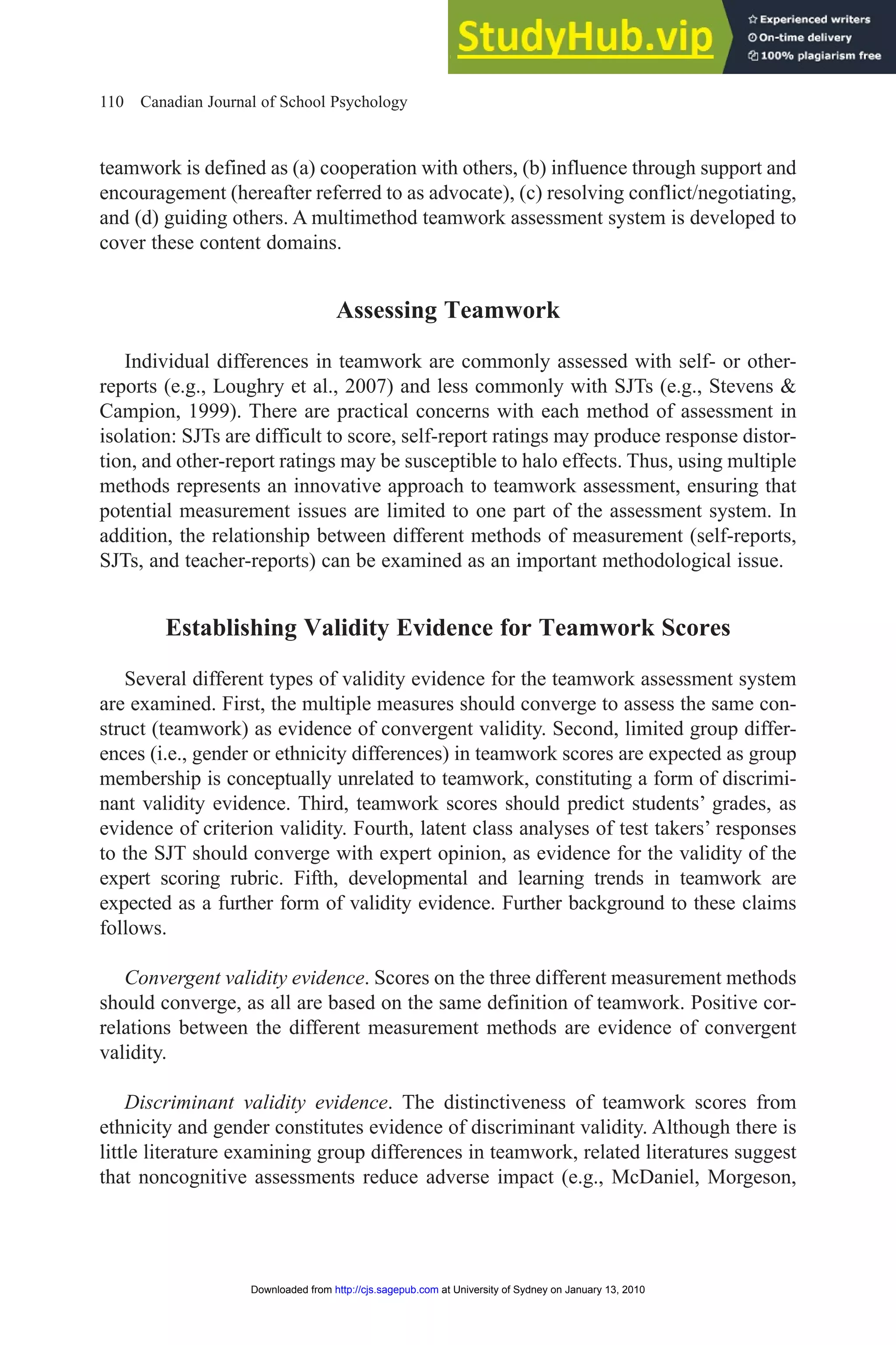 Assessing Teamwork Skills A Multi-Method Approach | PDF | Standardized ...