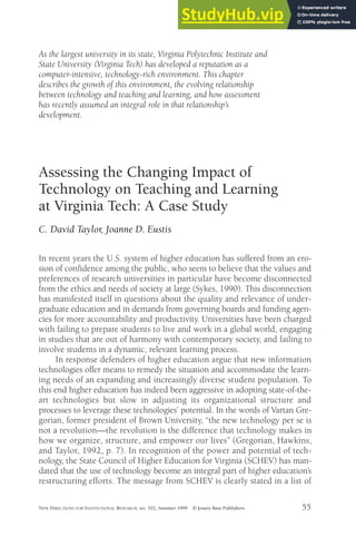 Assessing the Changing Impact of Technology on Teaching and Learning at ...