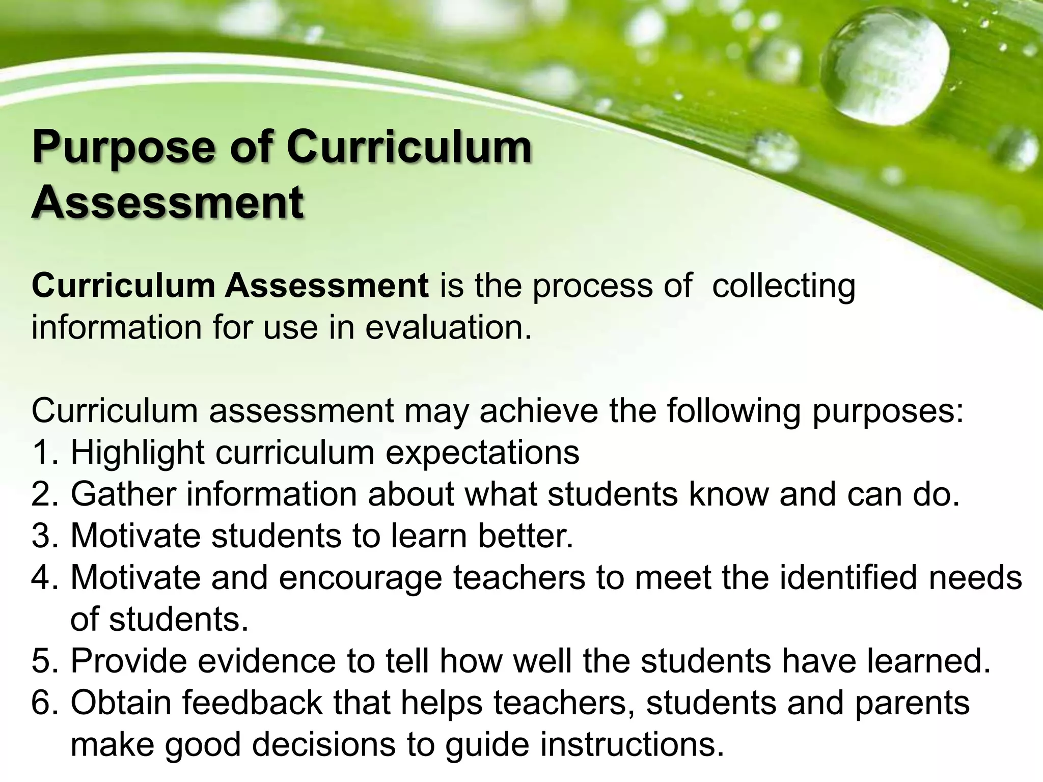 Assessing the curriculum | PPTX