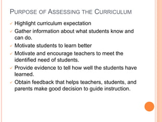 Assessing the curriculum | PPTX