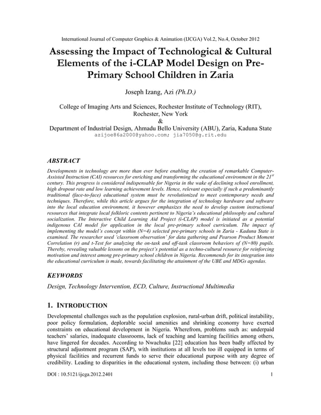 Assessing the Impact of Technological & Cultural Elements of the i-CLAP ...