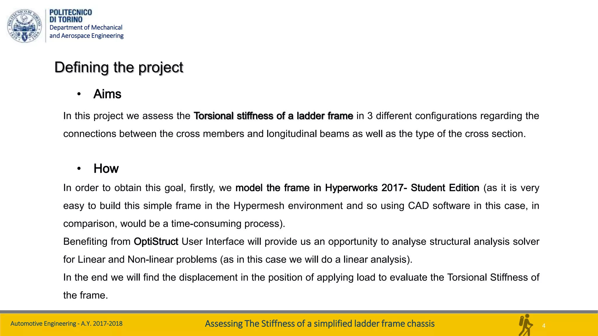 Assessing the torsional stiffness of a simplified ladder frame chassis ...