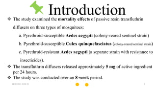 Assessing transfluthrin mortality against Aedes aegypti and Culex.pptx | Chemistry | Science
