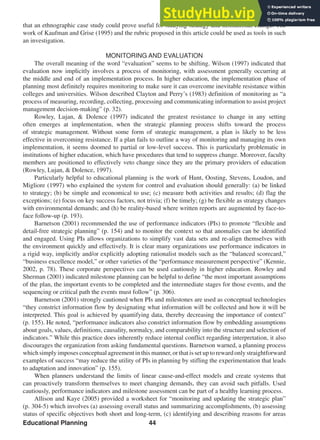 Assessing University Strategic Plans A Tool For Consideration | PDF