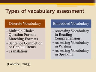 Assessing vocabulary | PPTX