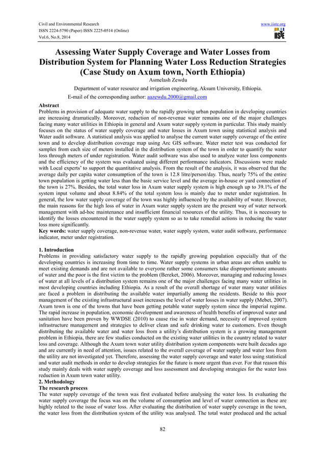 Assessing water supply coverage and water losses | PDF | Water Services ...