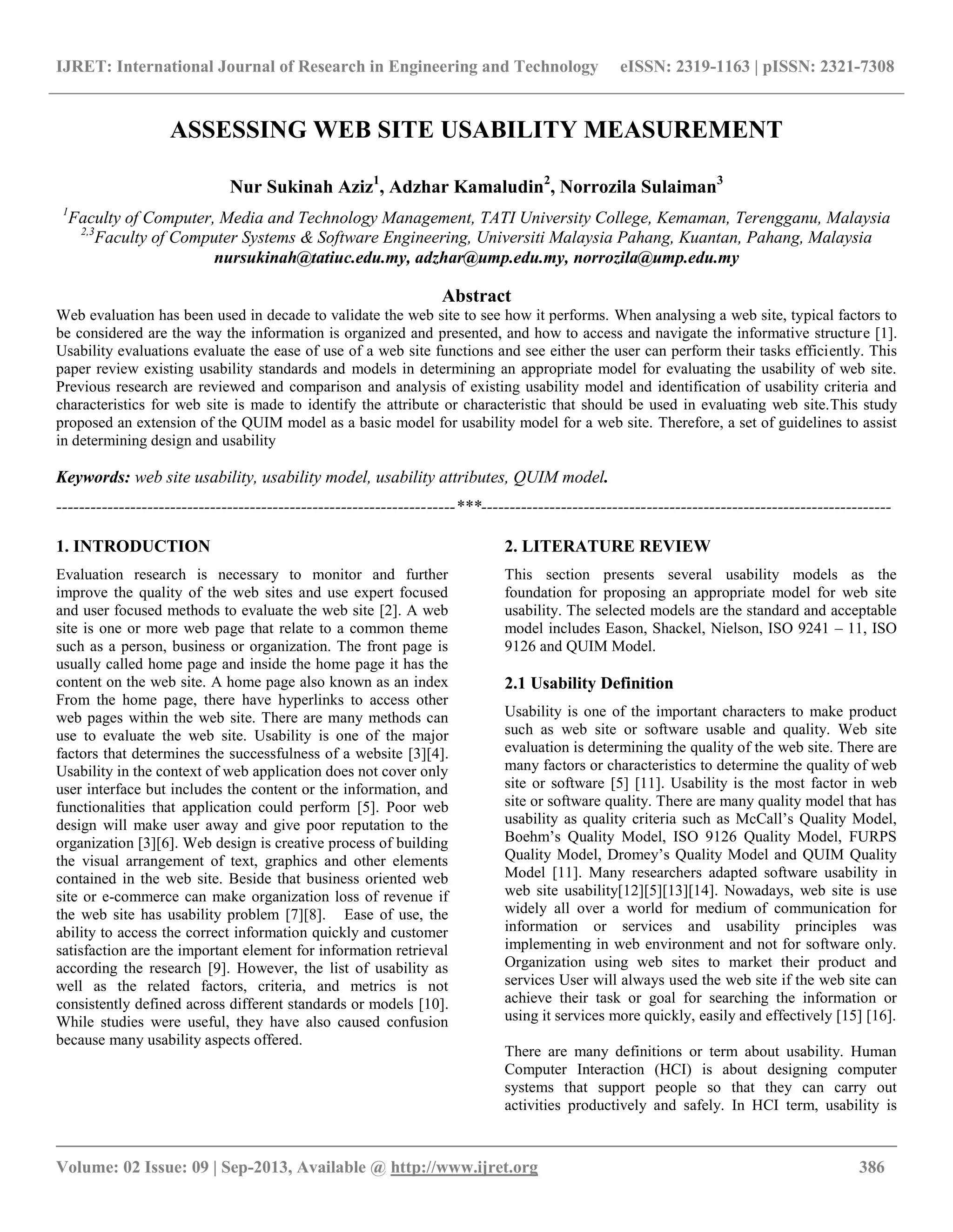 Assessing Web Site Usability Measurement Pdf