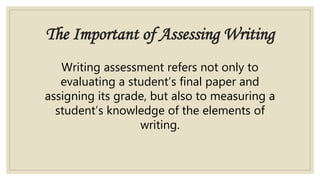 English - Assessing writing | PPTX | Educational Assessment | Education