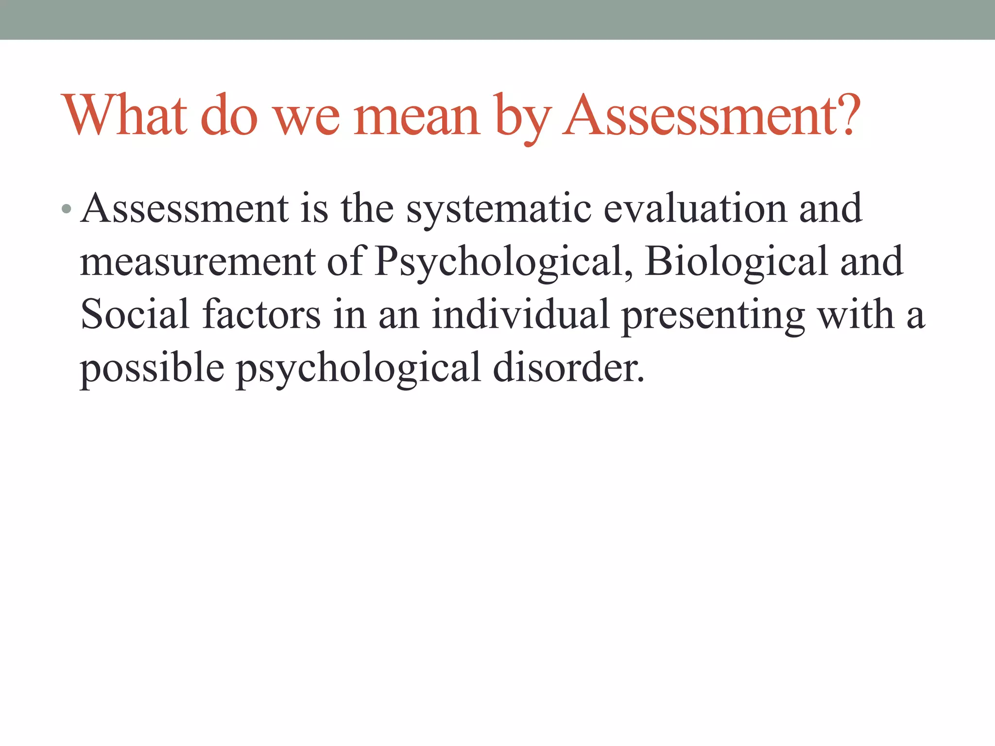 Assessment in Psychology. | PPTX