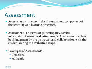 Assessment- Fundamentals of Instruction | PPTX