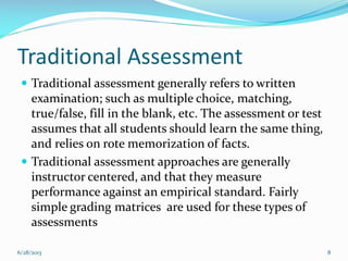 Assessment- Fundamentals of Instruction | PPTX