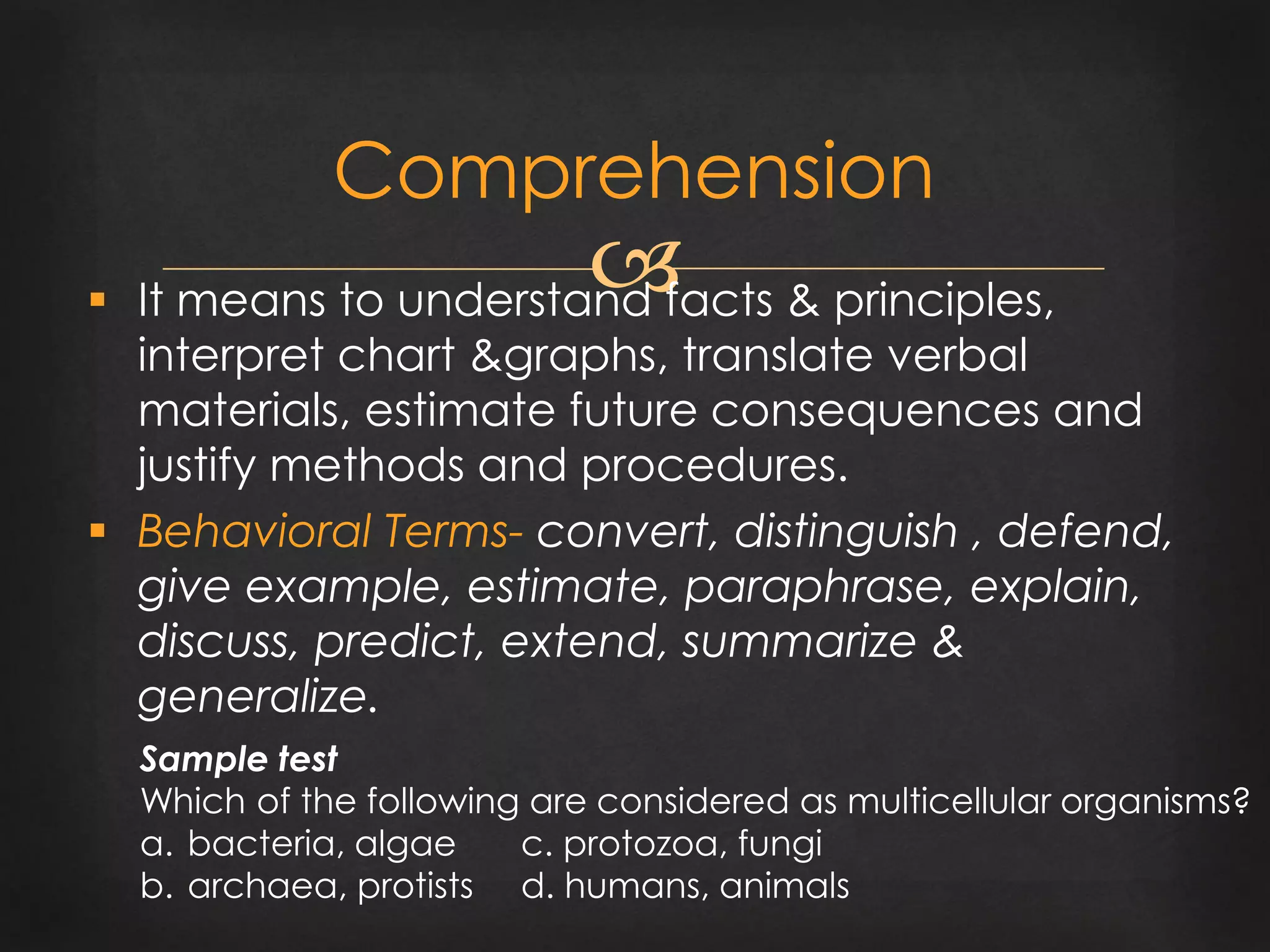Chapter 5 Cognitive, Psychomotor and Affective Domains of Objectives as ...