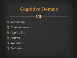 Chapter 5 Cognitive, Psychomotor and Affective Domains of Objectives as ...