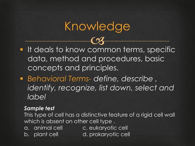 Chapter 5 Cognitive, Psychomotor and Affective Domains of Objectives as ...