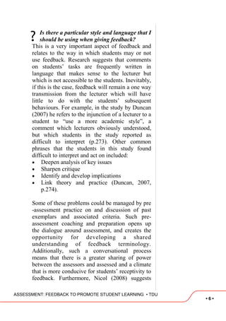 Assessment. feedback to promote effective learning | PDF