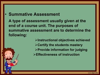 Roles of Assessment in Making Classroom Instructional Decision | PPTX