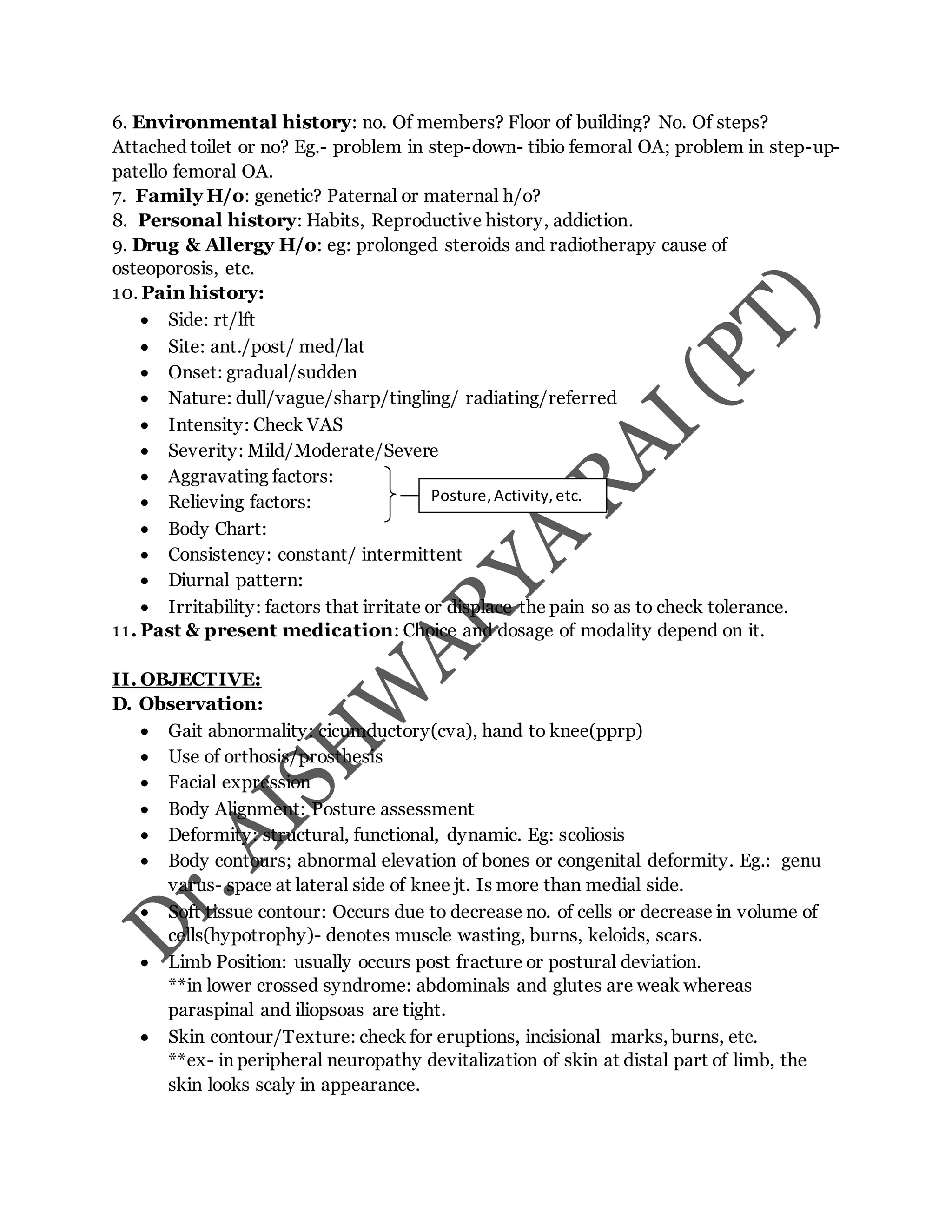 PHYSIOTHERAPY ASSESMENT | DOCX