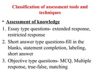 ASSESSMENT TOOLS- ESSAY TYPE QUESTION, CHECKLIST, RATING SCALE.pptx