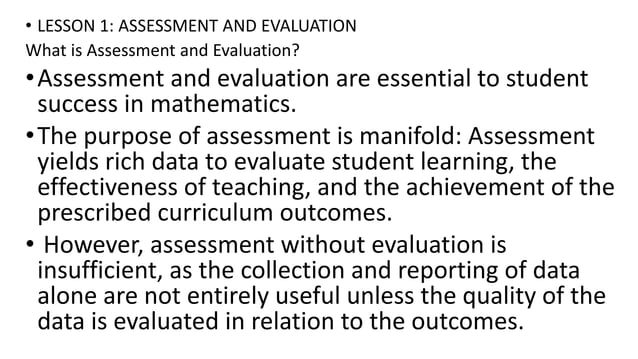 Assessment-and-Evaluation-in-Mathematics (1).pptx | Educational ...
