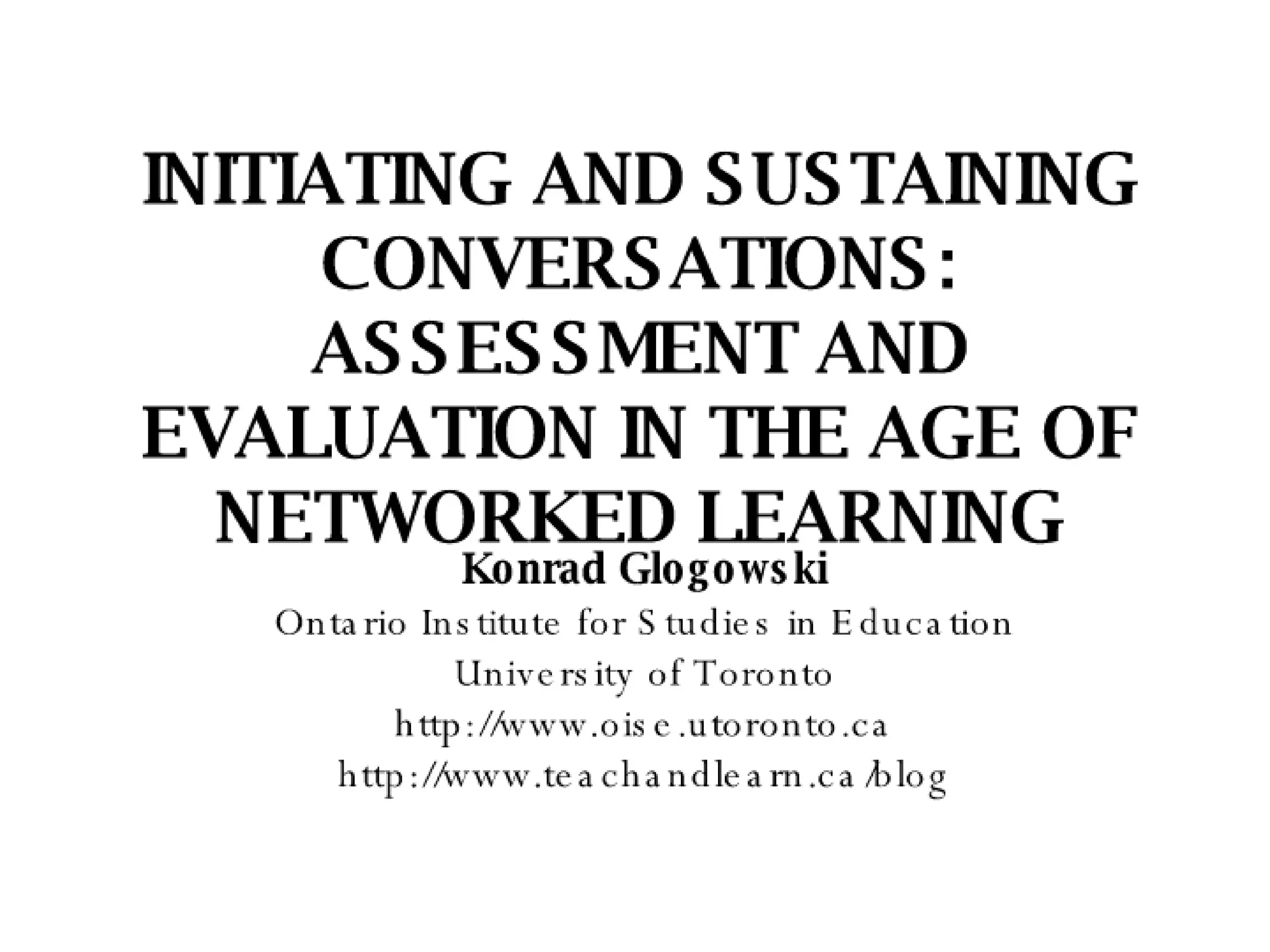 Assessment And Evaluation in the Age of Networked Learning | PDF
