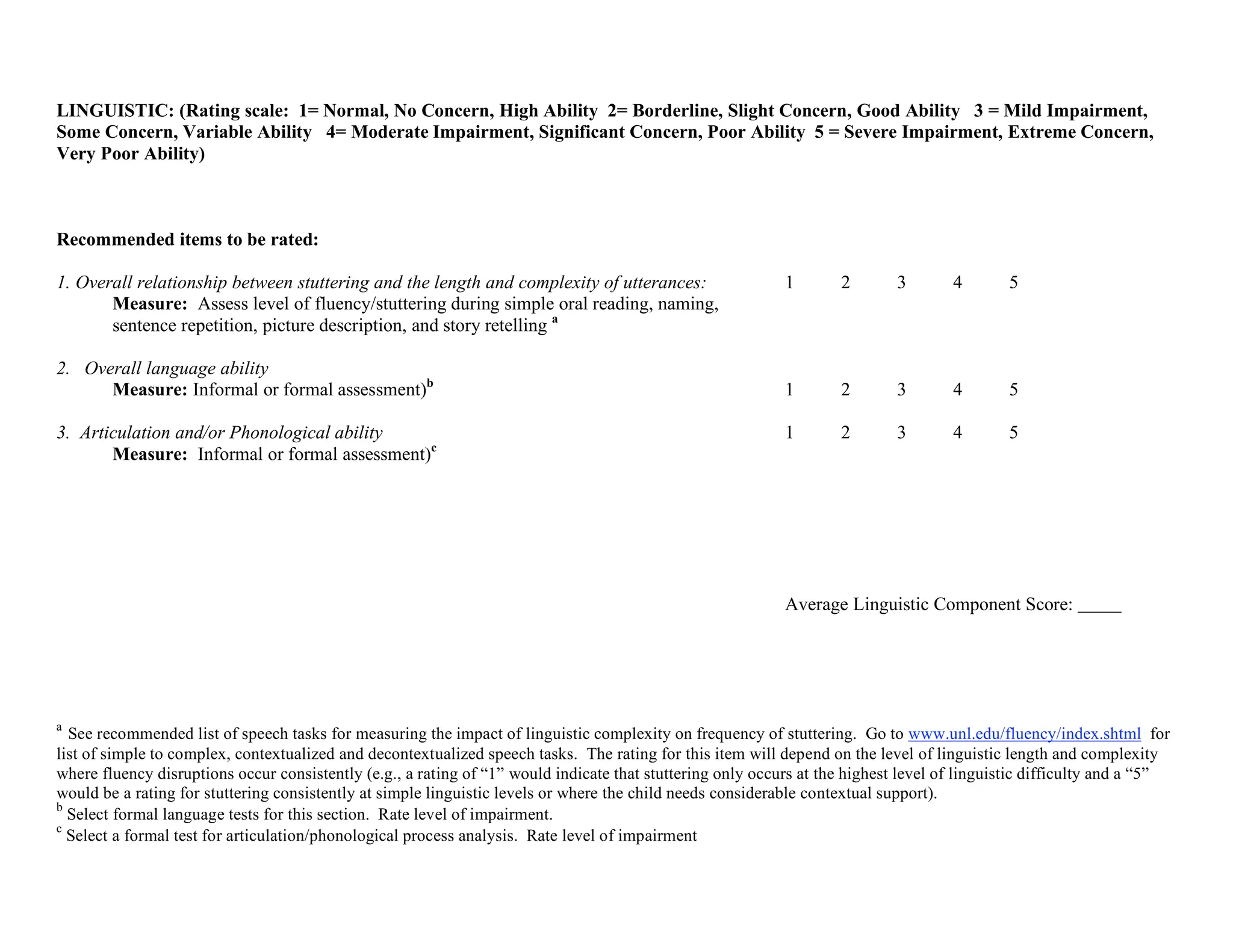 Assessment calms rating scale | PDF