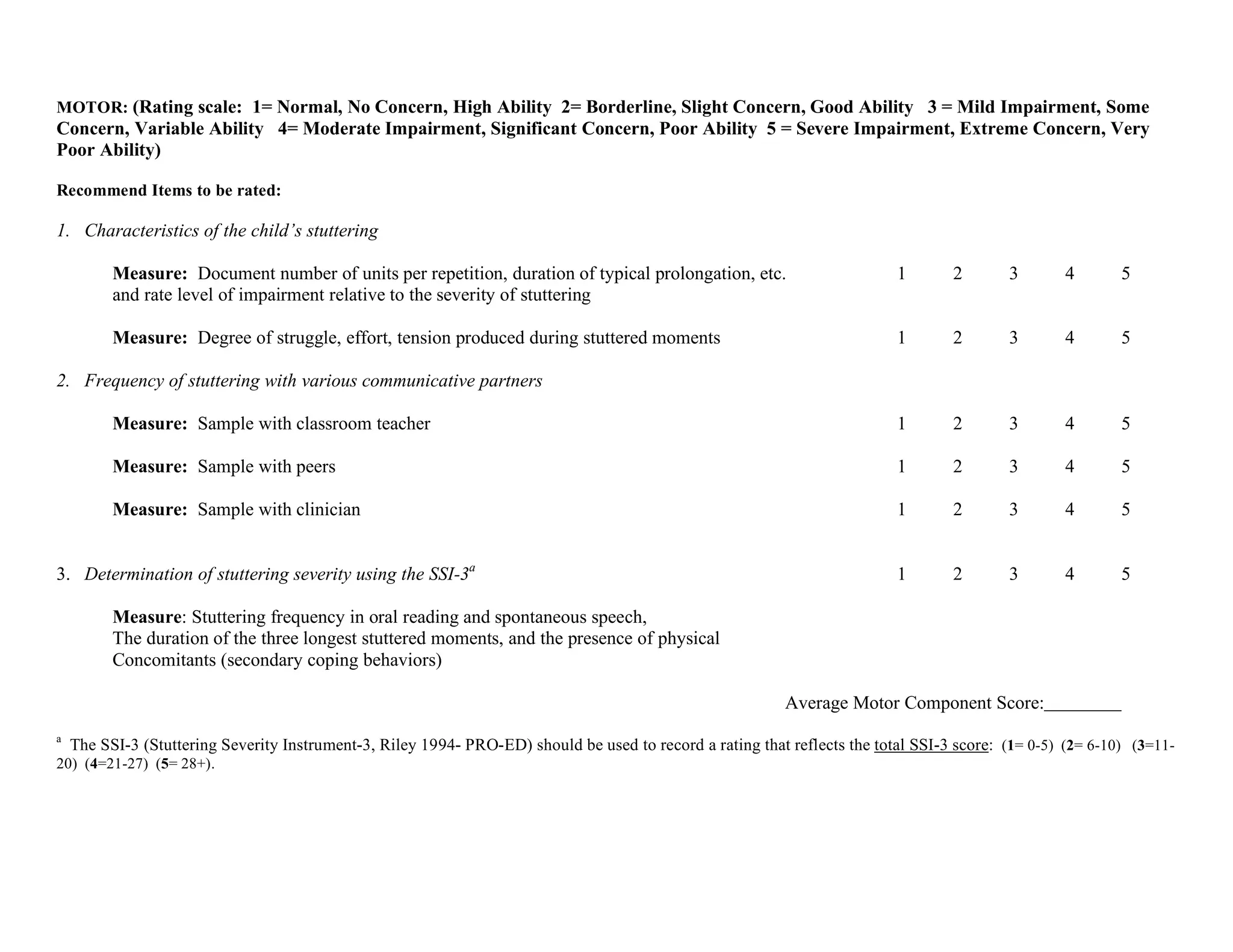 Assessment calms rating scale | PDF