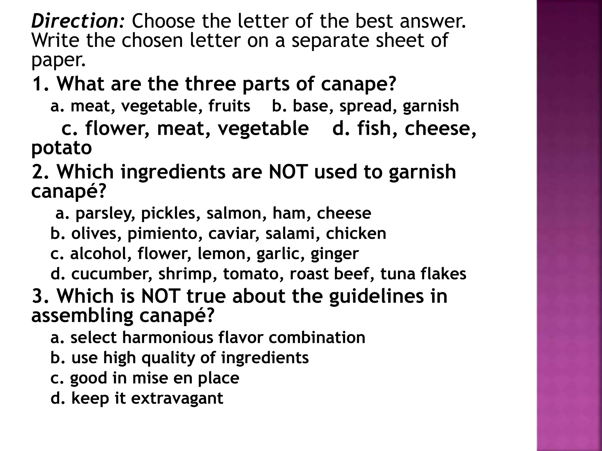 Assessment--Classification-of-appetizers.pptx | Cooking | Food & Drink