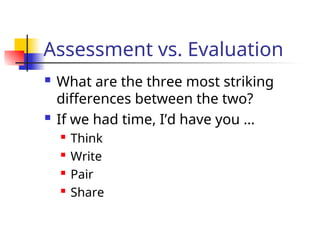 the difference between assessment and evaluation.ppt