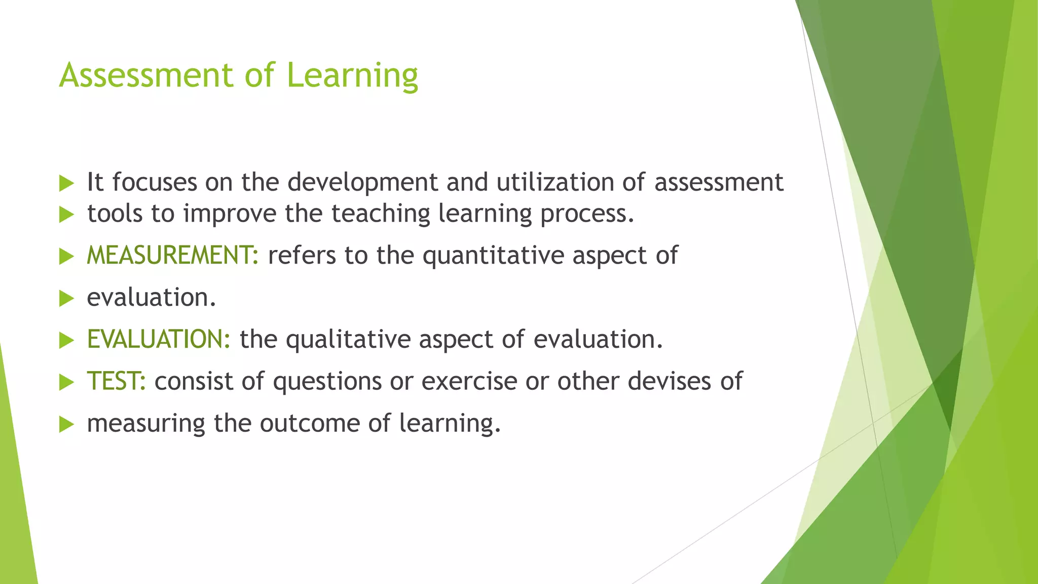 Assessment in Learning | PPTX