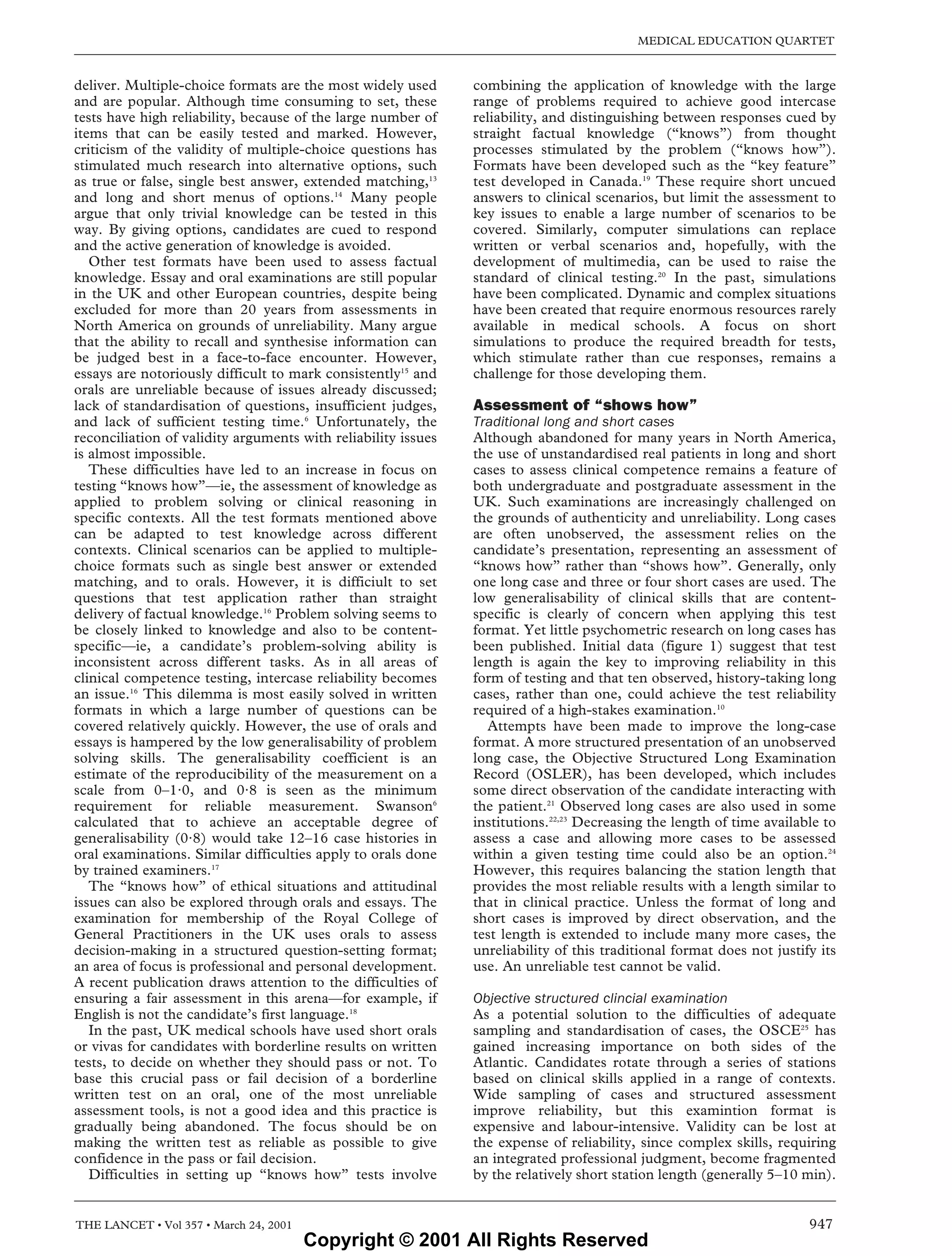 Assessment of-clinical-competence-wass-van-der-vleuten-shatzer-jones | PDF