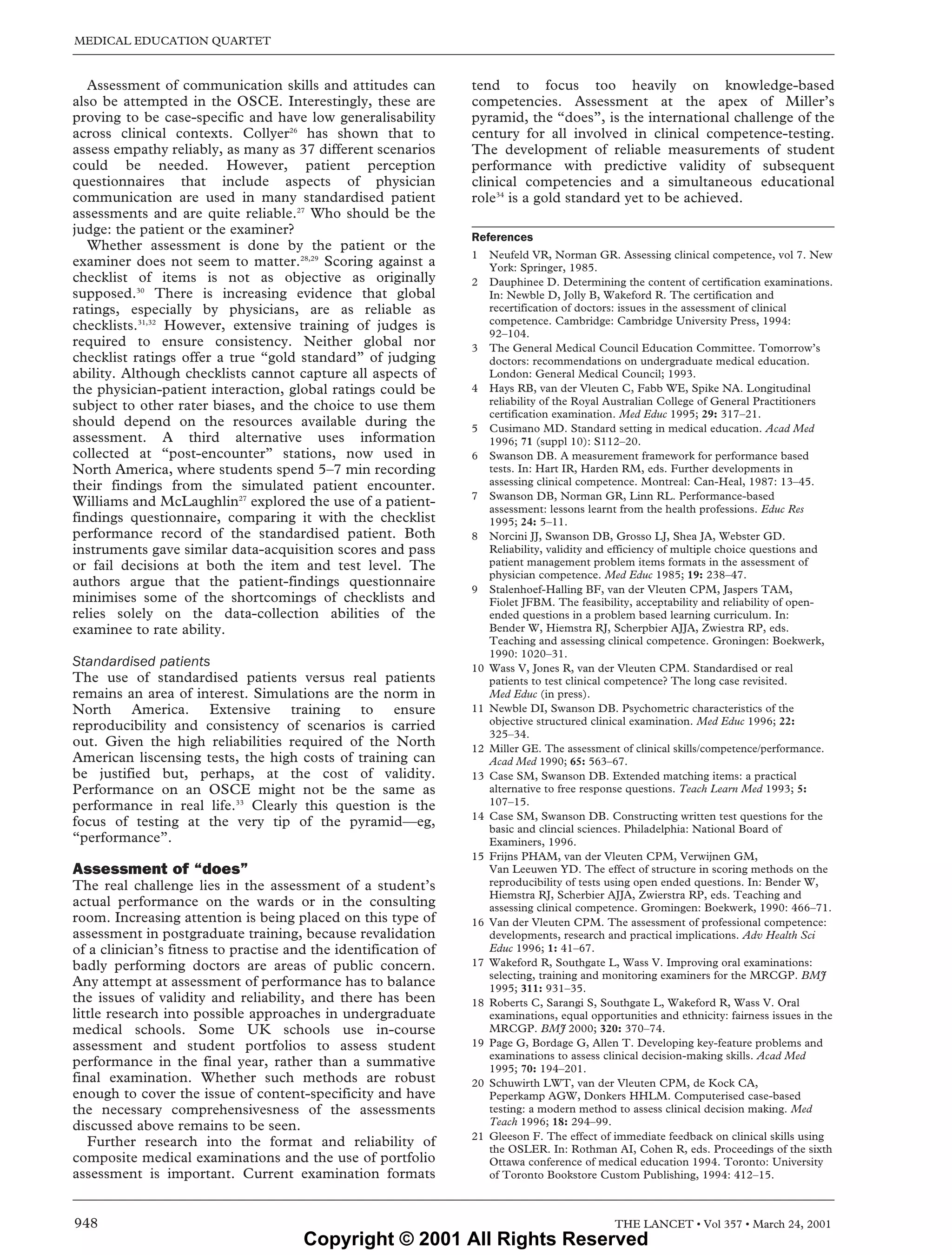 Assessment of-clinical-competence-wass-van-der-vleuten-shatzer-jones | PDF