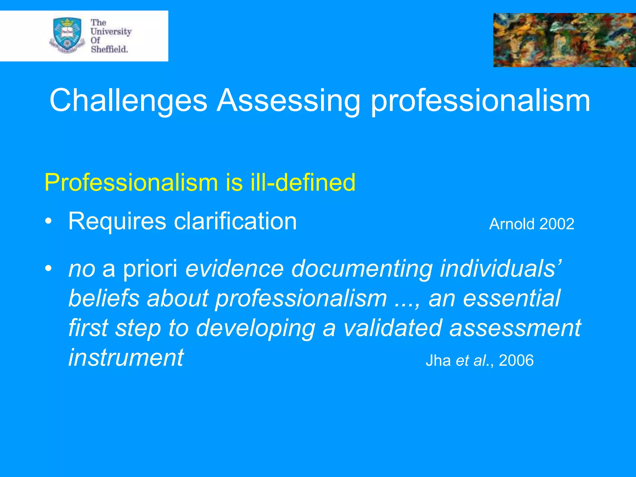 Assessment of Professionalism in Dental Education | PPTX