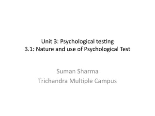 Nature-and-use of psychological in testing | PDF