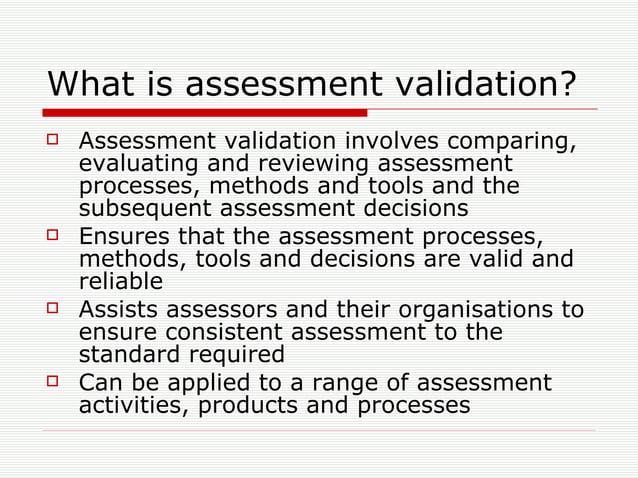 Assessment Validation | PPT | Educational Assessment | Education