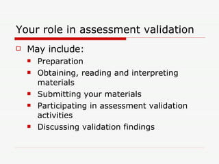 Assessment Validation | PPT