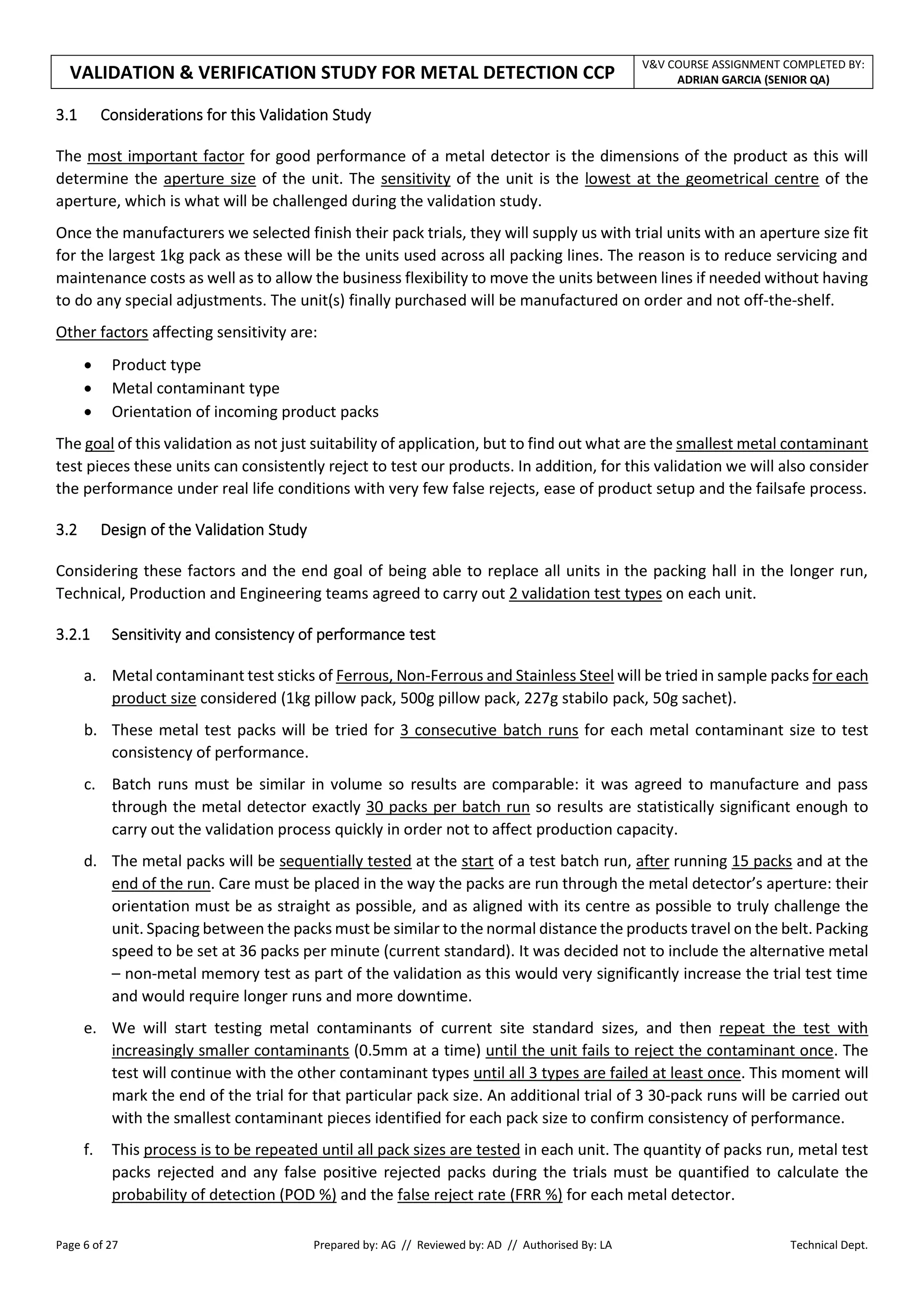 Validation & Verification Study for Metal Detection CCP - AG - LinkedIn ...