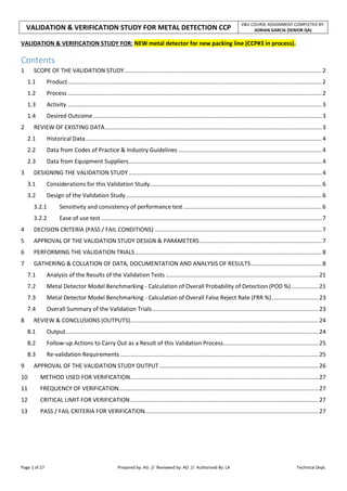 Validation & Verification Study for Metal Detection CCP - AG - LinkedIn ...