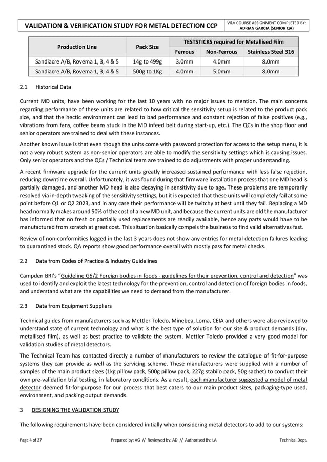 Validation & Verification Study for Metal Detection CCP - AG - LinkedIn ...