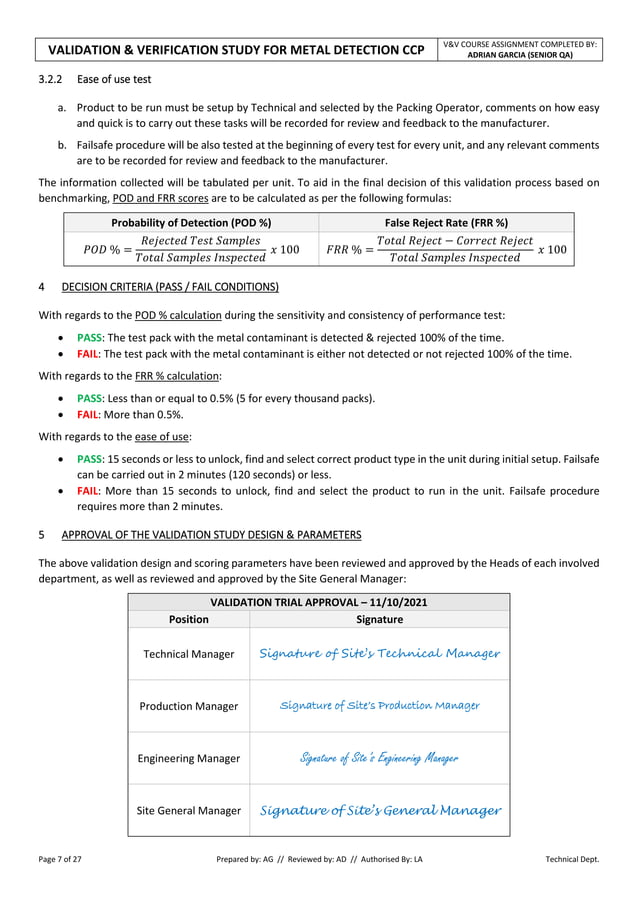Validation & Verification Study for Metal Detection CCP - AG - LinkedIn ...