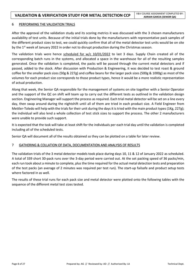 Validation & Verification Study for Metal Detection CCP - AG - LinkedIn ...