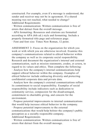 ASSESSMENT 1- Complete the following· Choose a communication si.docx