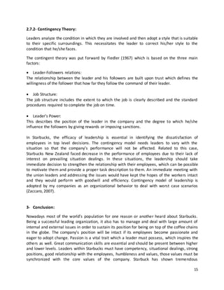 Leadership and management concepts - Starbucks | DOCX