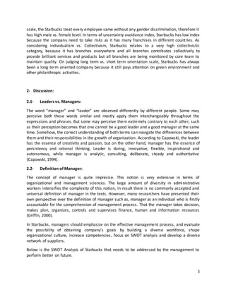 Leadership and management concepts - Starbucks | DOCX