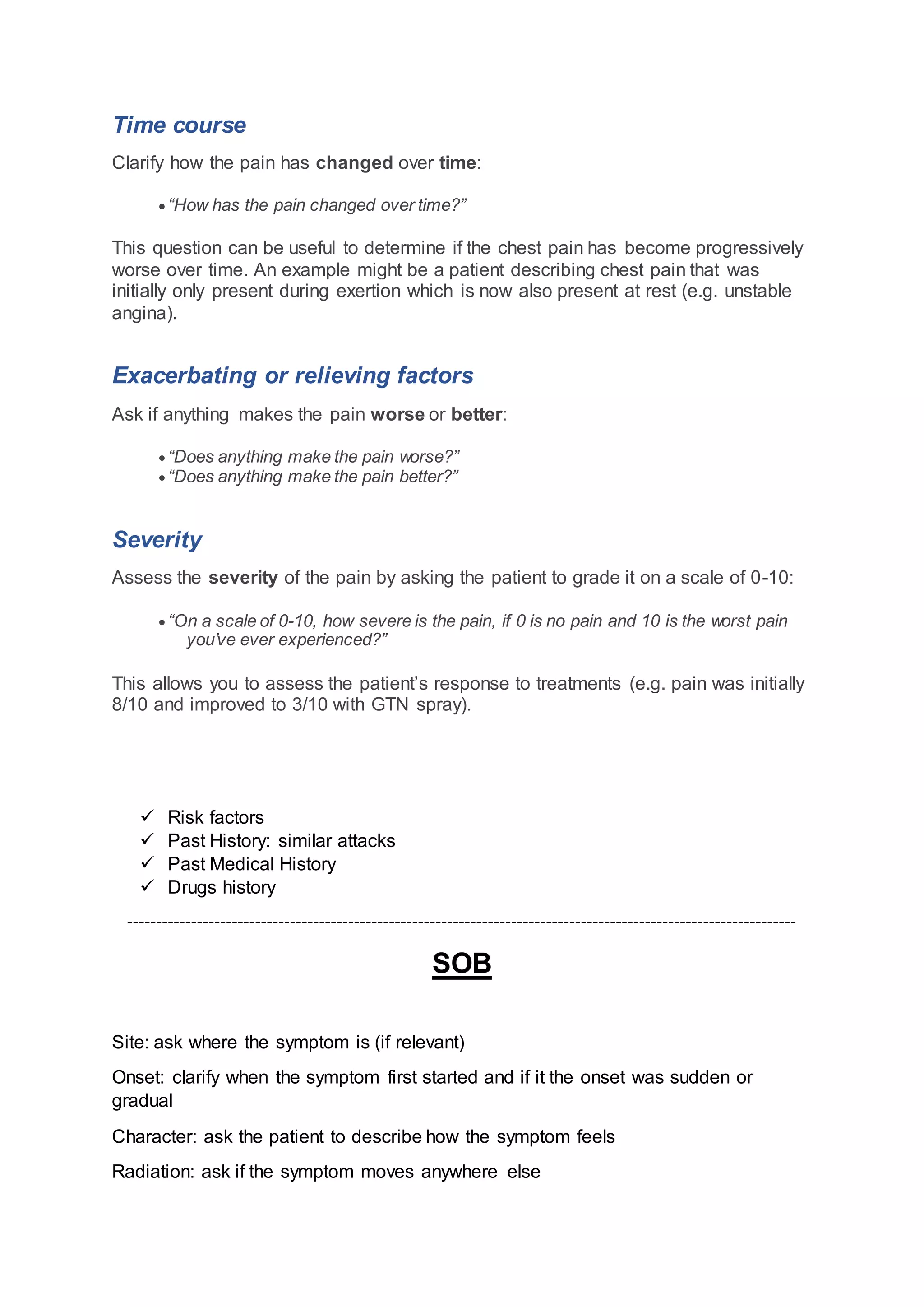 chest pain checklist | DOCX