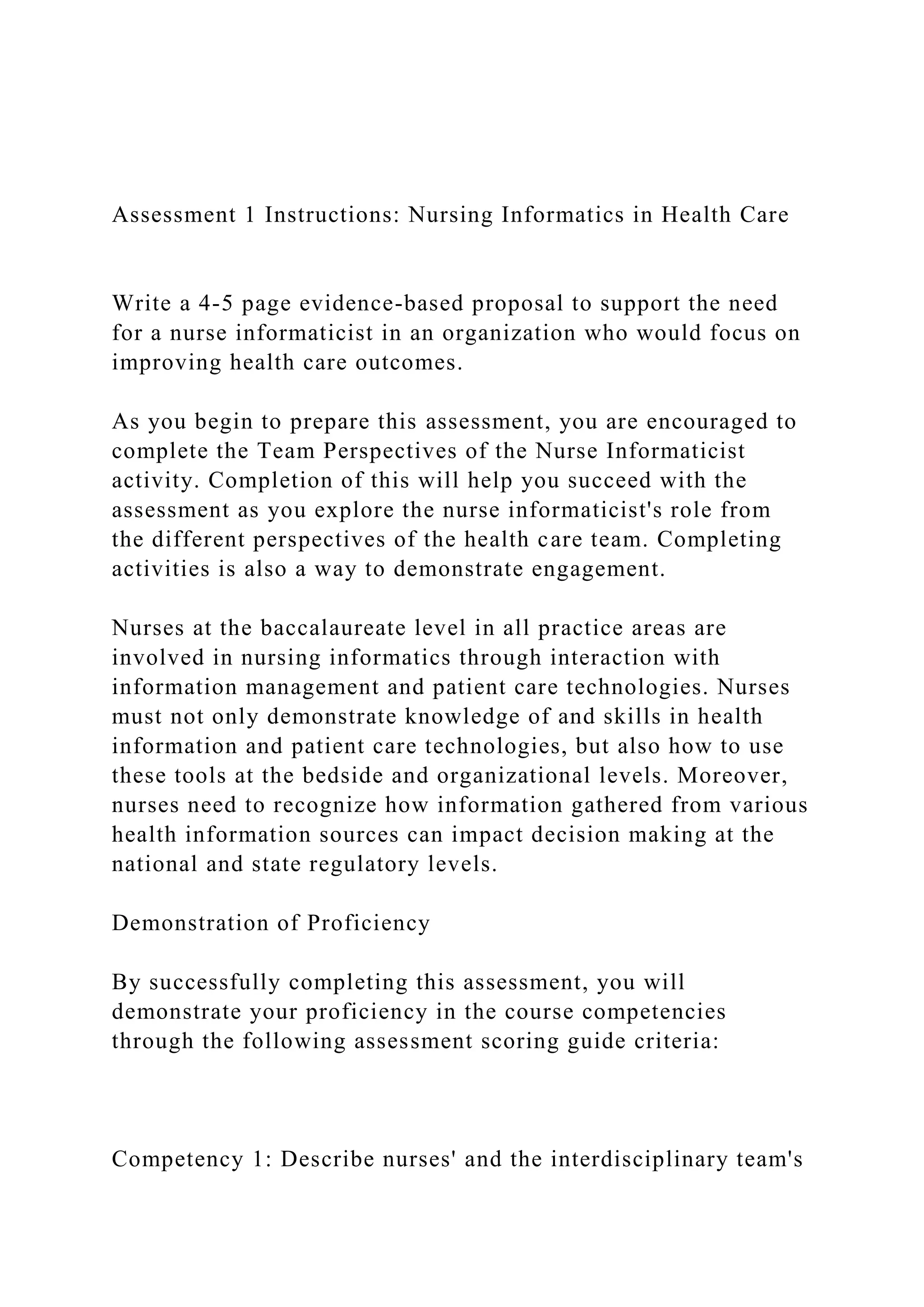 Assessment 1 Instructions Nursing Informatics in Health Care.docx
