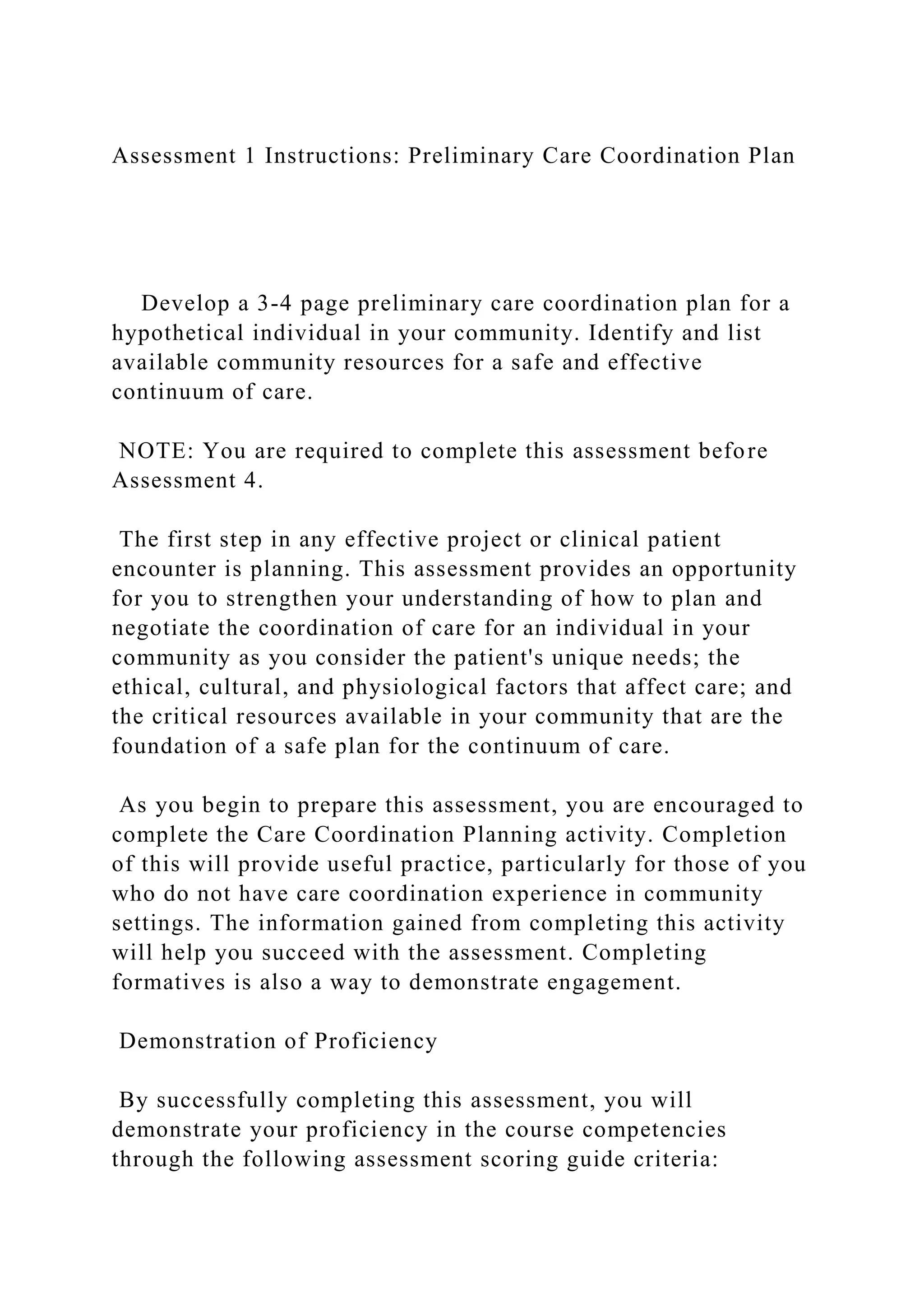 Assessment 1 Instructions Preliminary Care Coordination Plan .docx