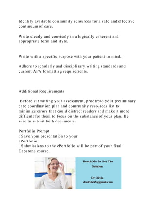 Assessment 1 Instructions Preliminary Care Coordination Plan .docx